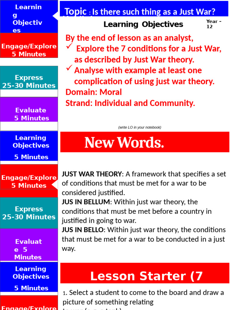 Yr 12 MSC Ppt on Just War | PDF | Just War Theory | Evaluation