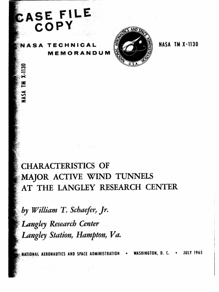 1965 NASA TM X-1130 Characteristics of Major Active Wind Tunnels at The ...