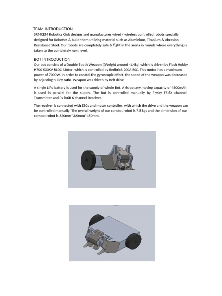 SRMCEM Robotics Club: Combat Bot Design & Achievements | PDF | Machines ...