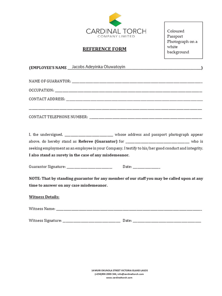 Reference Form | PDF
