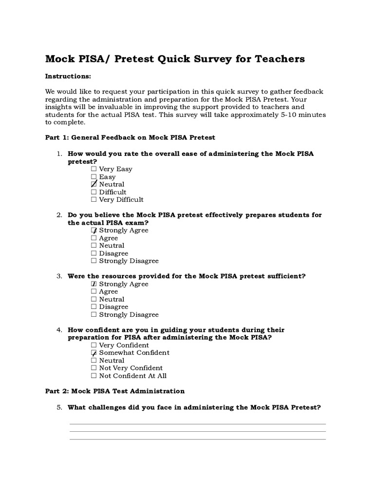 Mock PISA Teacher Survey Insights | PDF | Programme For International ...