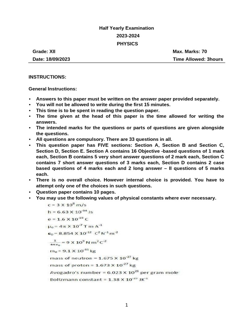cbse_gr-12_physics_qp | PDF | Metrology | Quantity