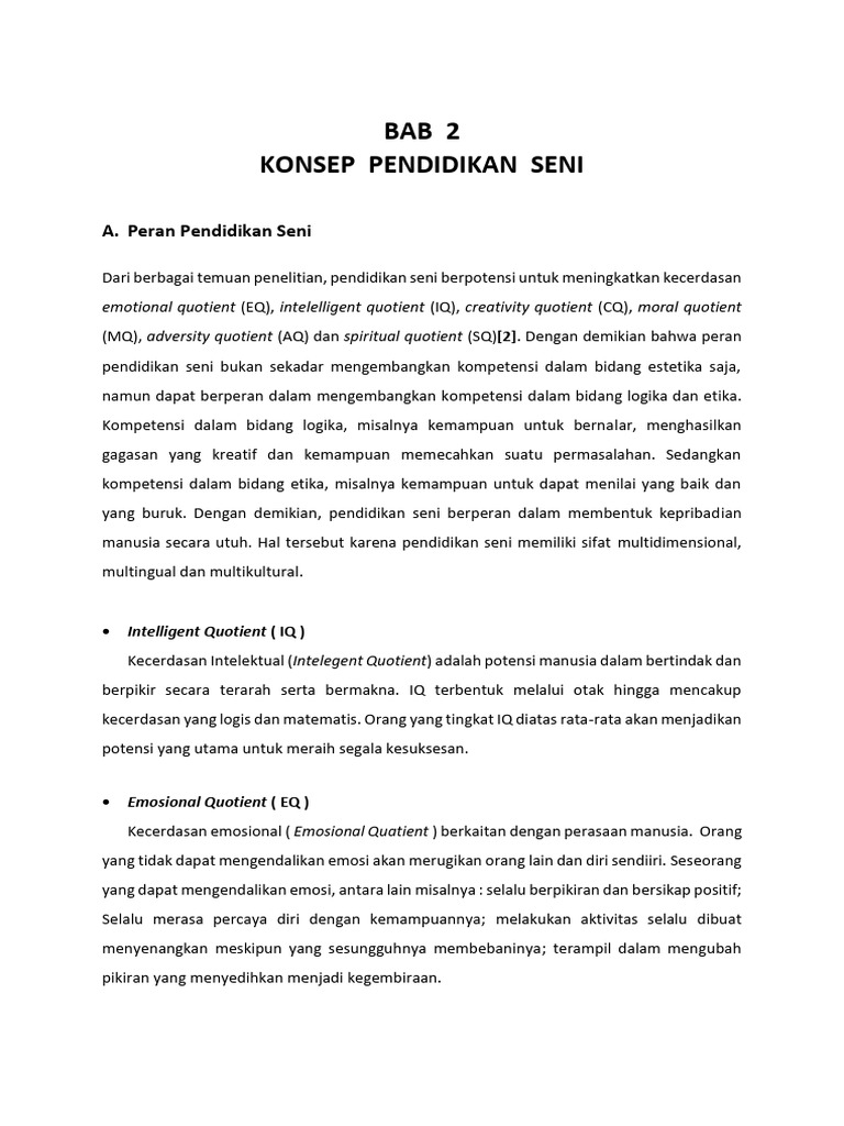 Bab 2 Konsep Pendidikan Seni | PDF