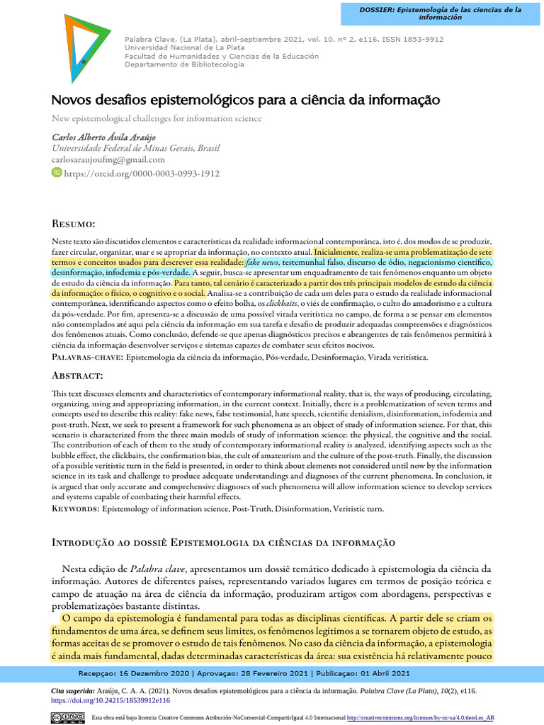 LI Novos Desafios Epistemológicos para A Ciência Da Informação - ARAÚJO ...