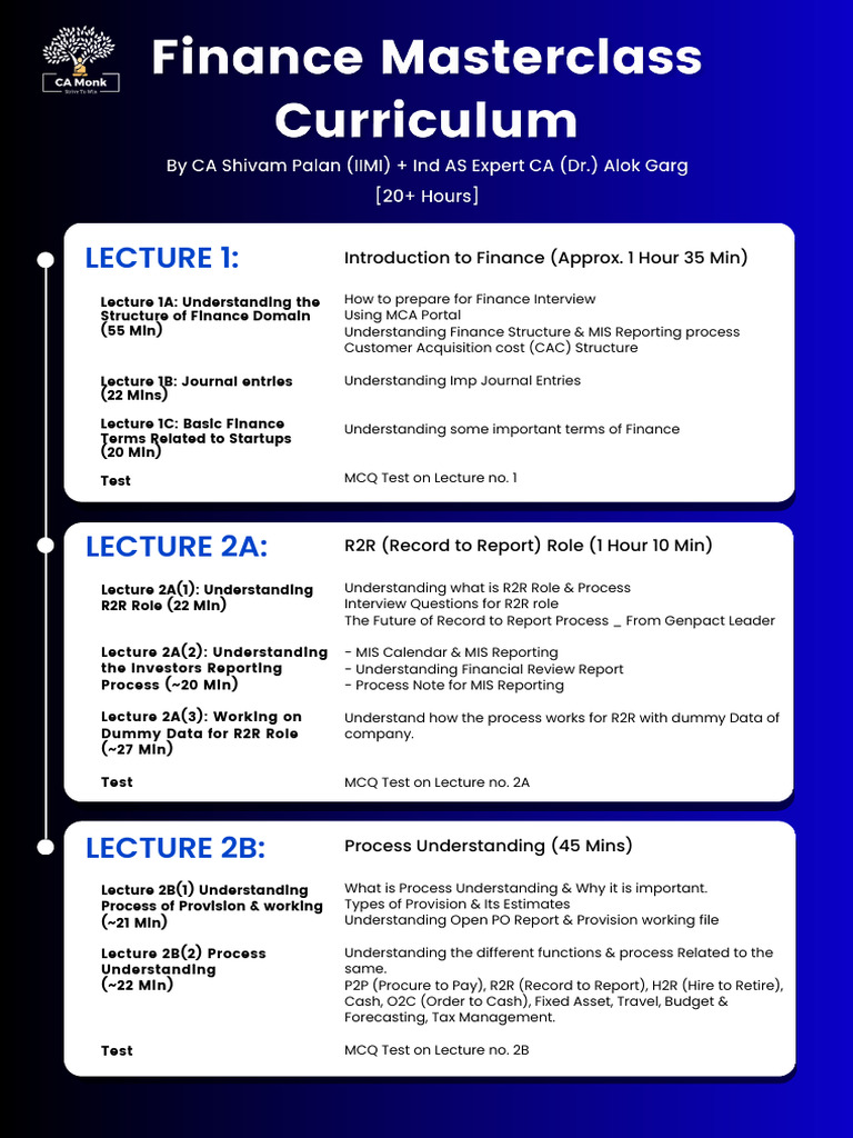 Finance Masterclass Curriculum | PDF | Revenue | Cash Flow Statement