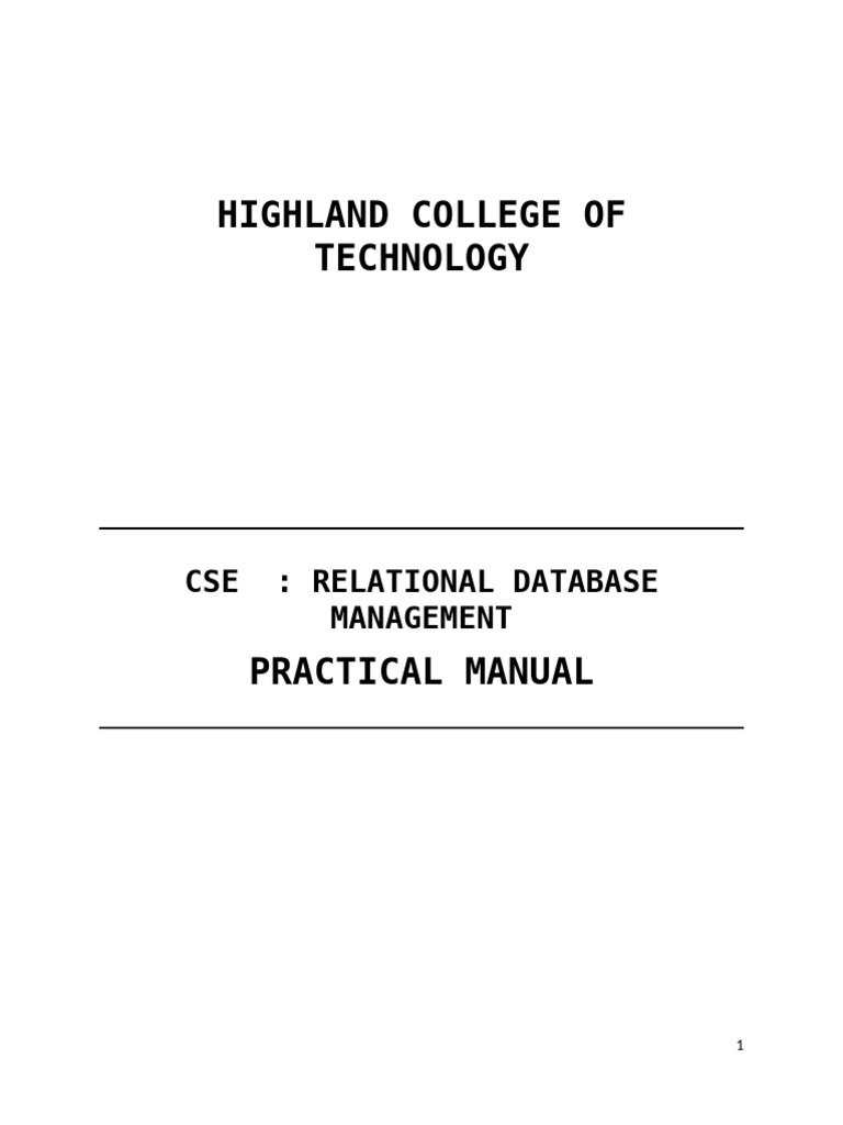 Practical Manual - Relational Database Management | PDF | Databases | Relational Database