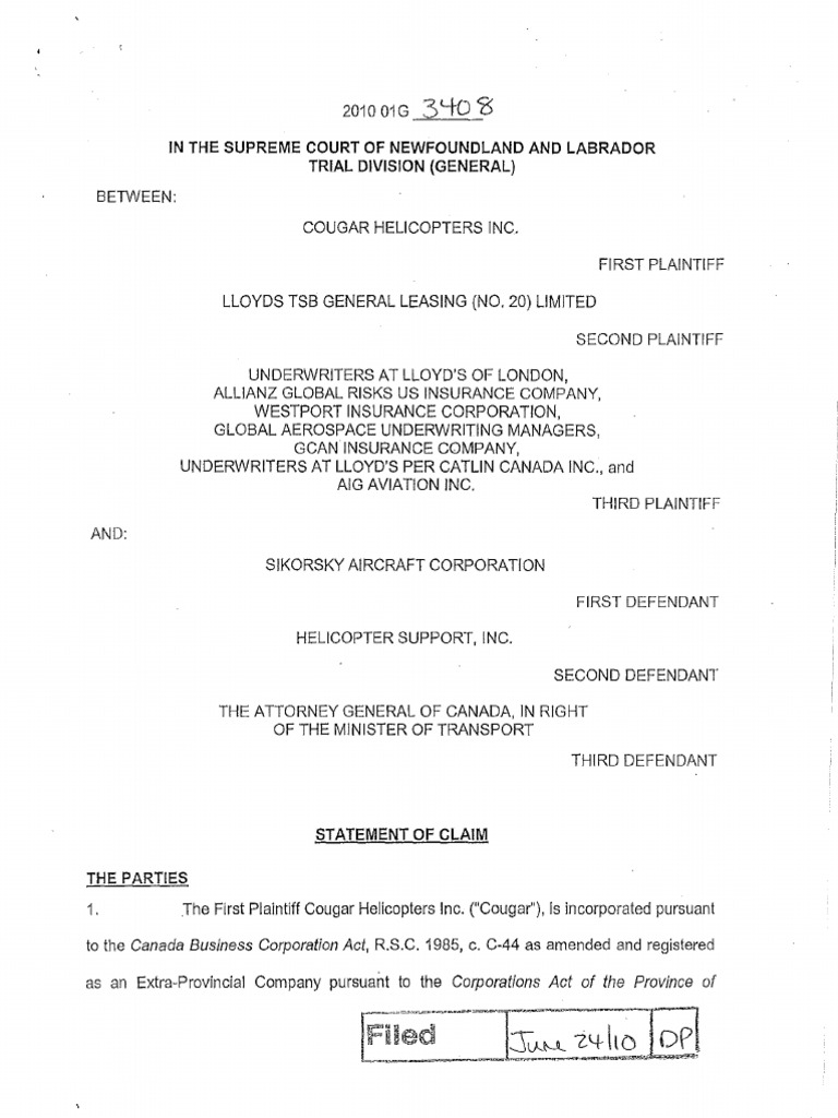 Statement of Claim | PDF | Damages | Negligence