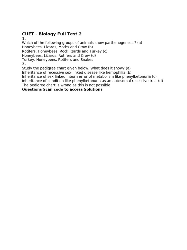 CUET notes | PDF | Biology | Genetics