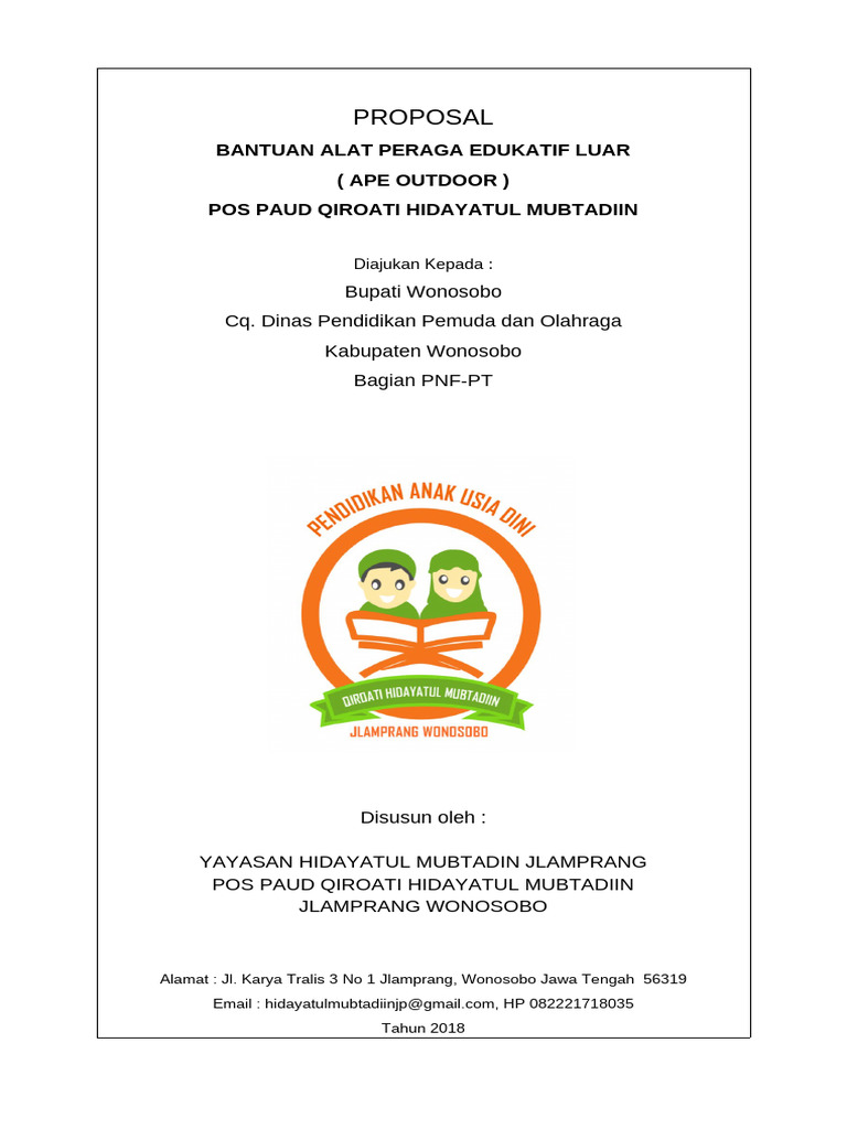 Proposal APE PAUD Dikpora | PDF