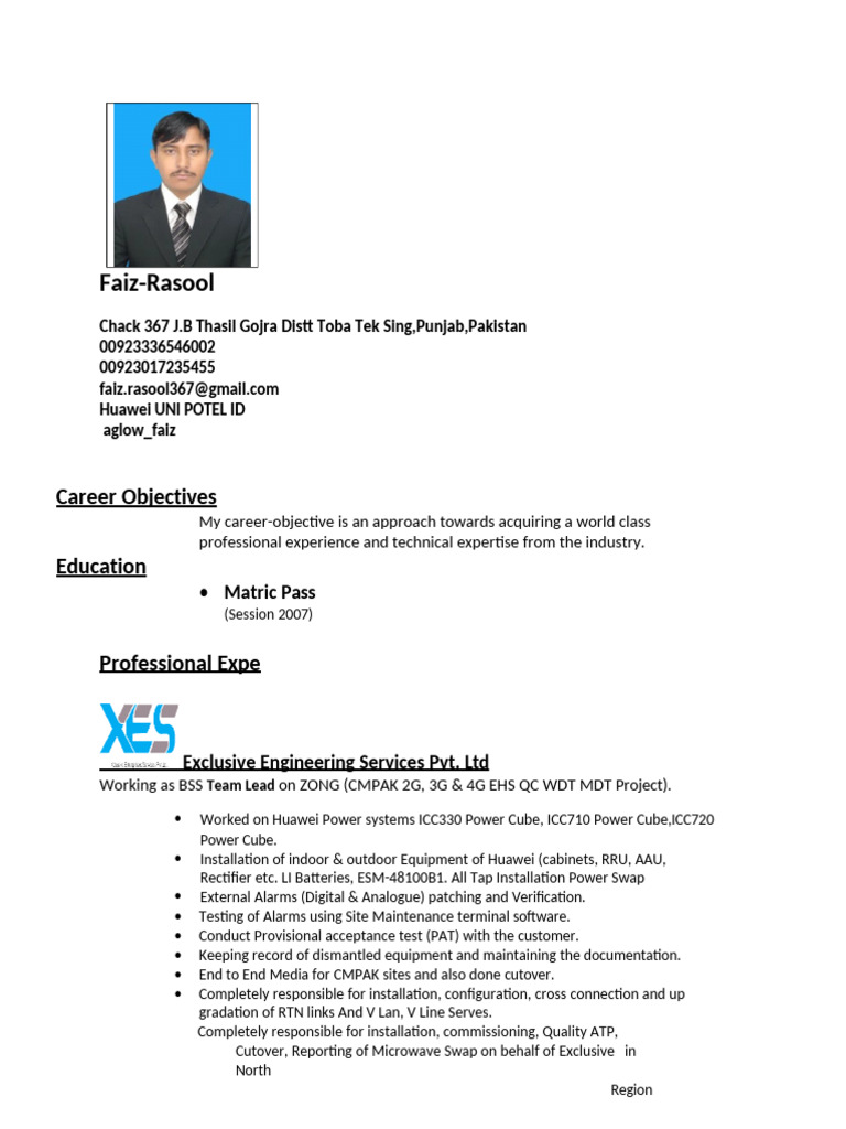 Faiz Rasool NEW CV 2023 | PDF | Telecommunications | Information And Communications Technology