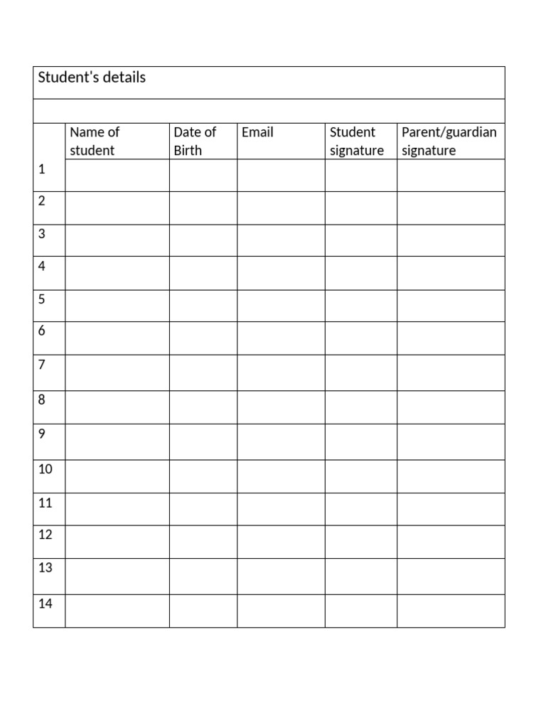 Student and School Information Form | PDF