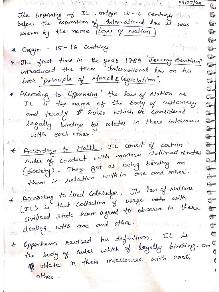 International Law Class Notes | PDF