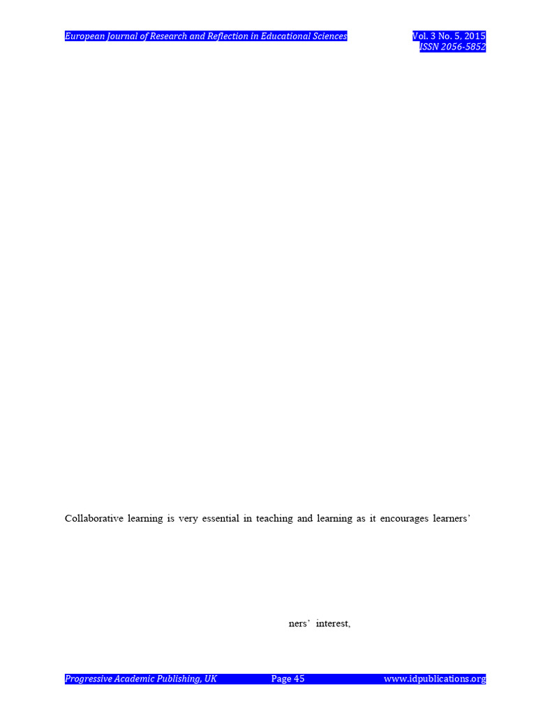 Full Paper COLLABORATIVE LEARNING IN A VIRTUAL CLASSROOM ITS STATUS IN ...