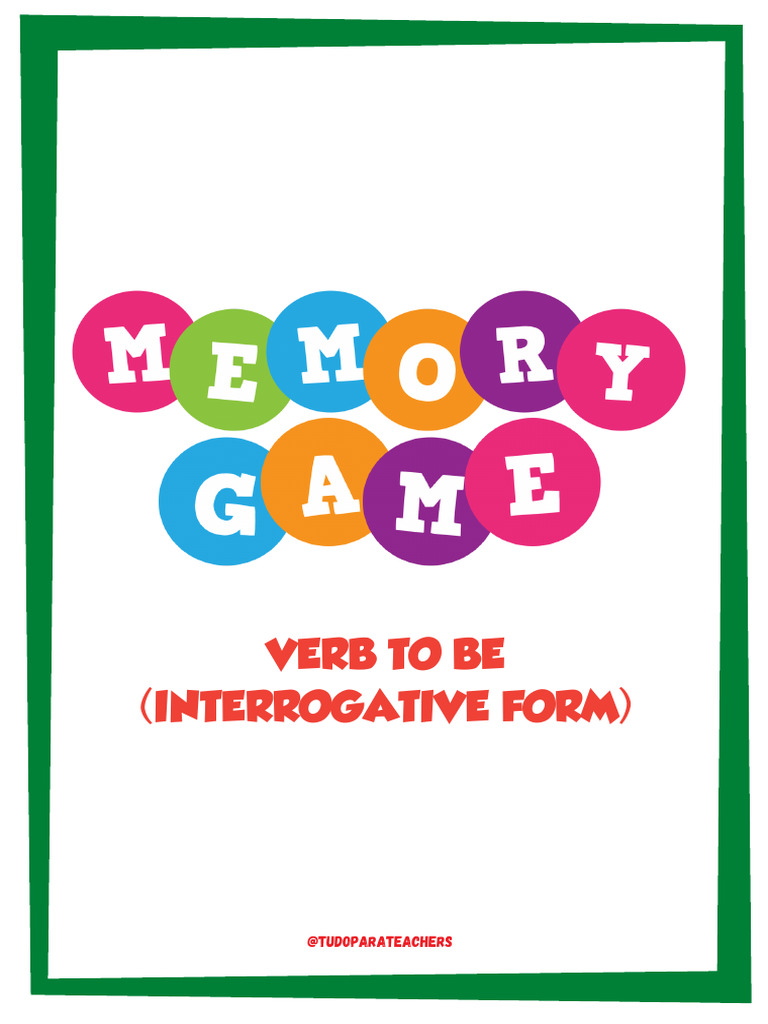Jogo da Memória: Verbo "To Be" Interrogativo | PDF