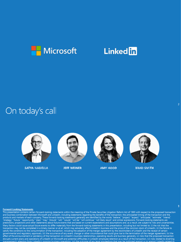 Linkedin Microsoft Merger Overview Pdf Linked In Mergers And