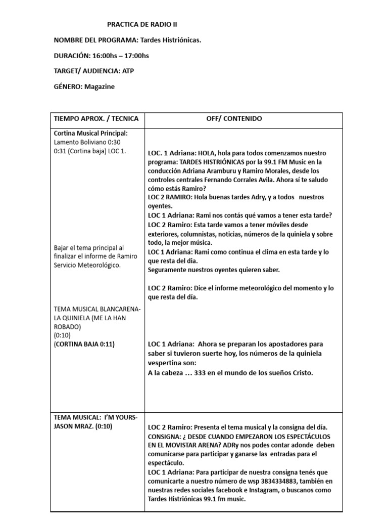 Guion Practica de Radio II | PDF