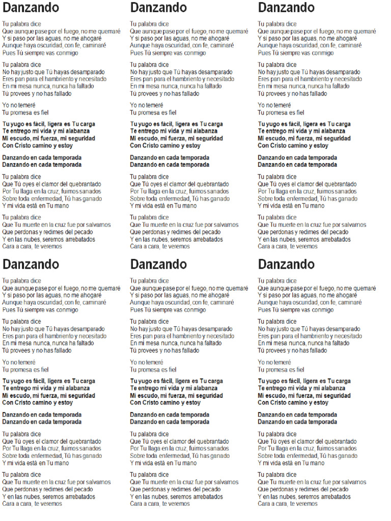 Danzando en Cada Temporada Letra para Imprimir | PDF