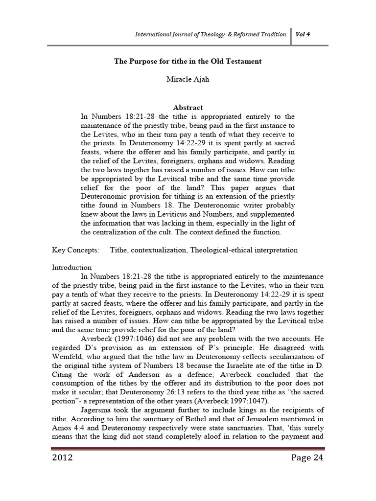 The Purpose for Tithe in the Old Testament-3 | PDF | Book Of ...