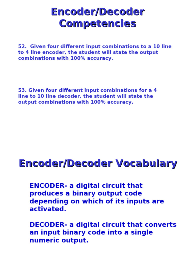 Encoders Decoders | PDF | Arithmetic | Electronics