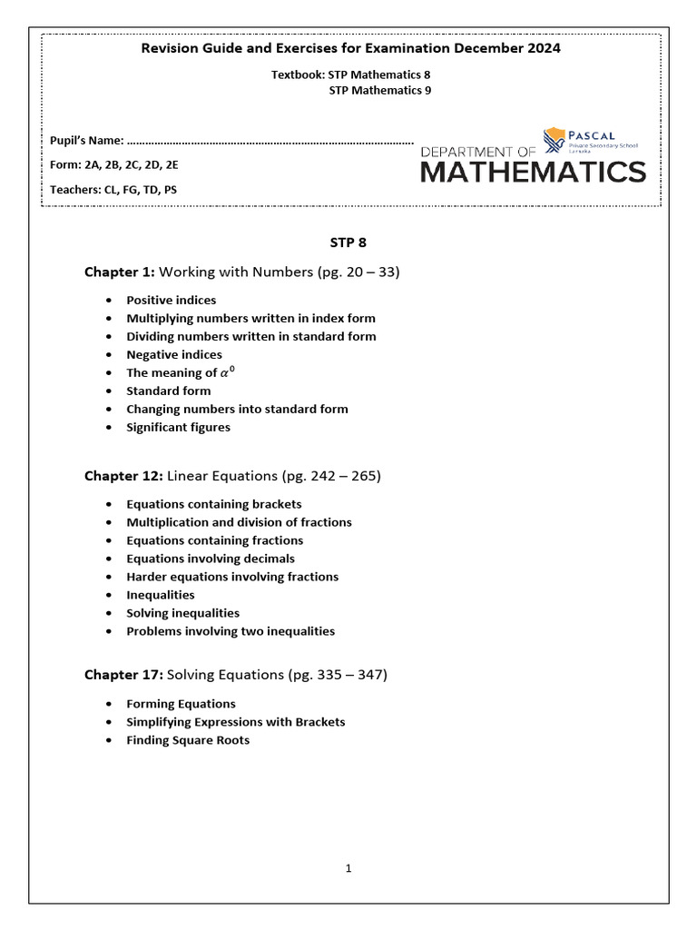Maths exam revision sheet but better | PDF | Mathematical Concepts ...