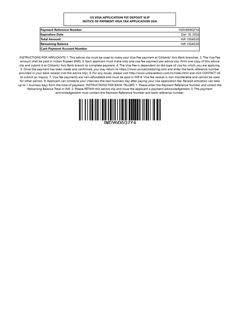 Vraj Visa Fee Receipt | PDF