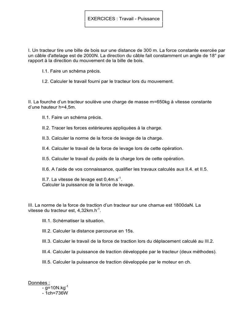 Travail Puissance | PDF