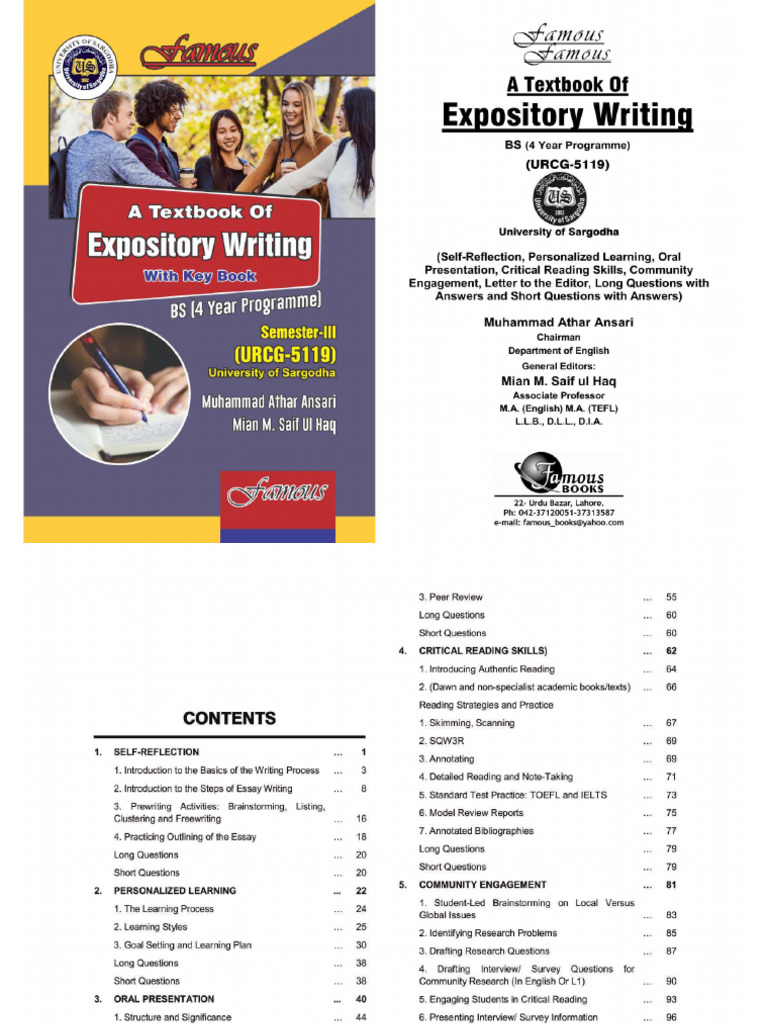 A Textbook of Expository Writing (URCG 519) Sargodha | PDF