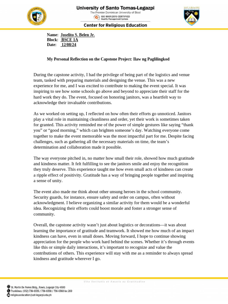 Belen Capstone Reflection | PDF