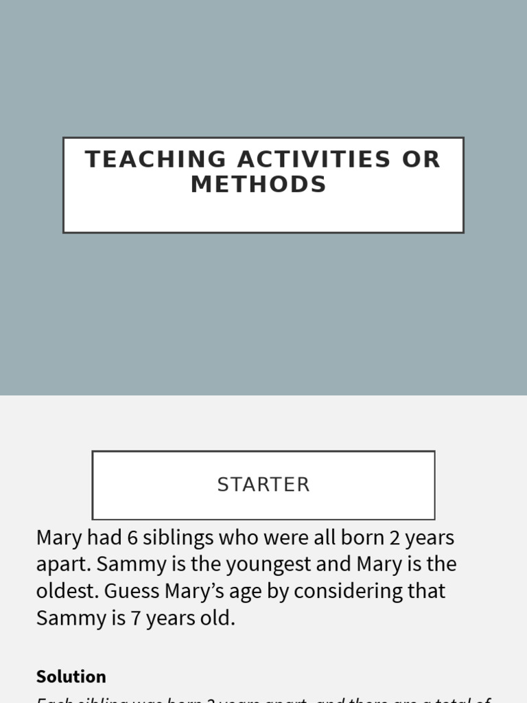 Teaching Methods Overview | PDF | Learning | Teaching Method