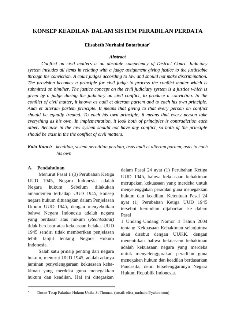 Konsep Keadilan Dalam Sistem Peradilan Perdata | PDF