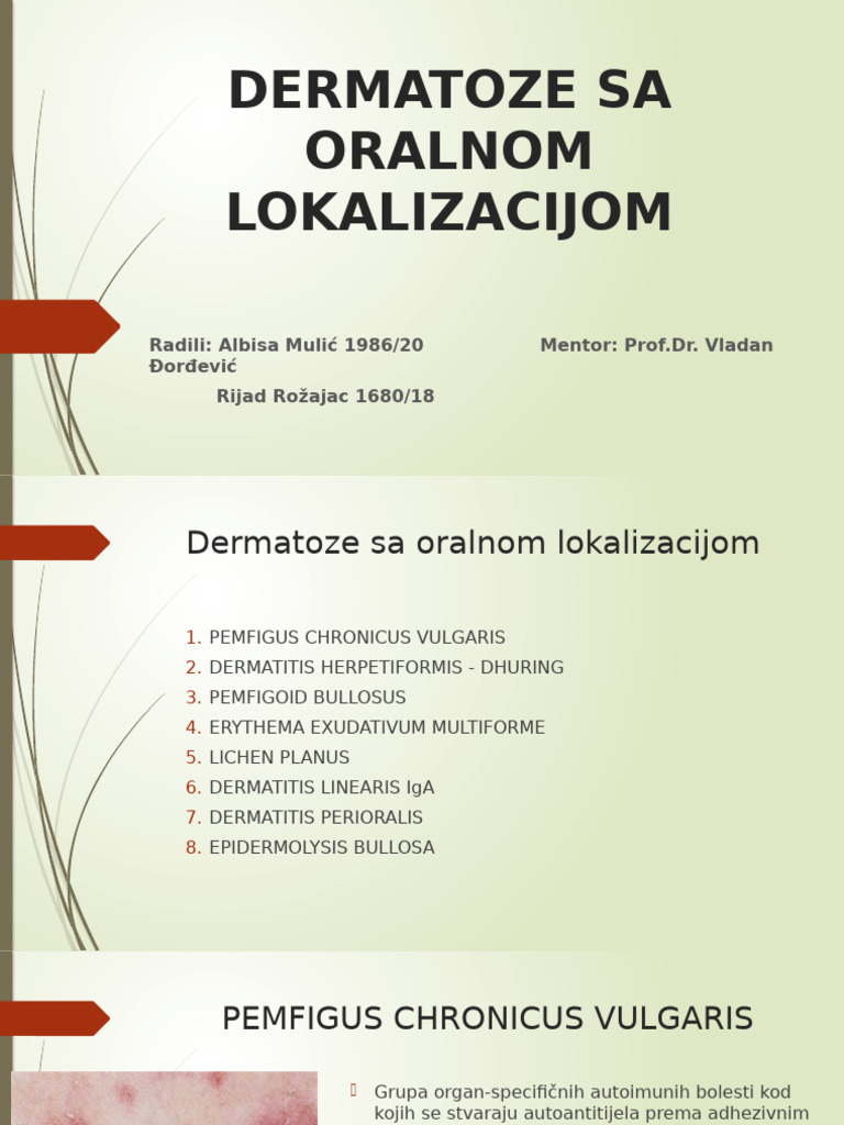 Dermatoze Sa Oralnom Lokalizacijom | PDF