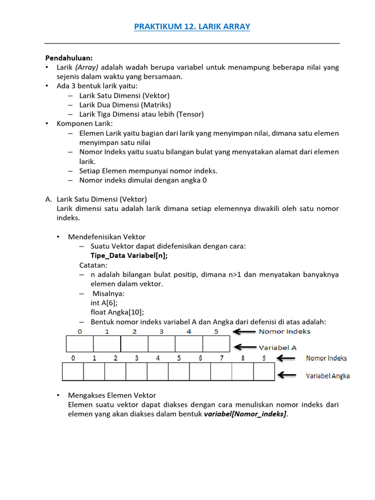 Praktikum 12. Larik Dimensi Satu | PDF