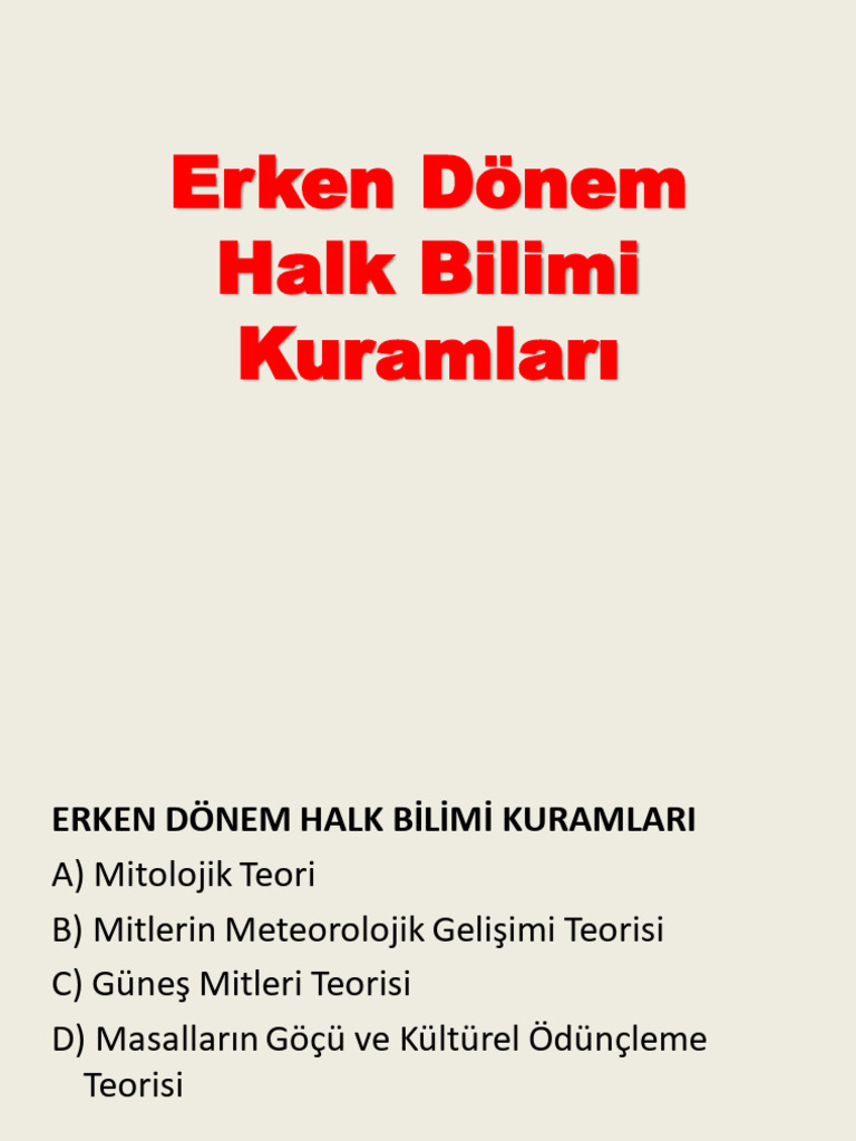 Erken Dönem Halk Bilimi Kuramları | PDF