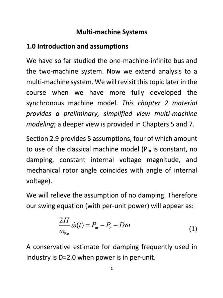 Stability Analysis - Multimachine System | PDF
