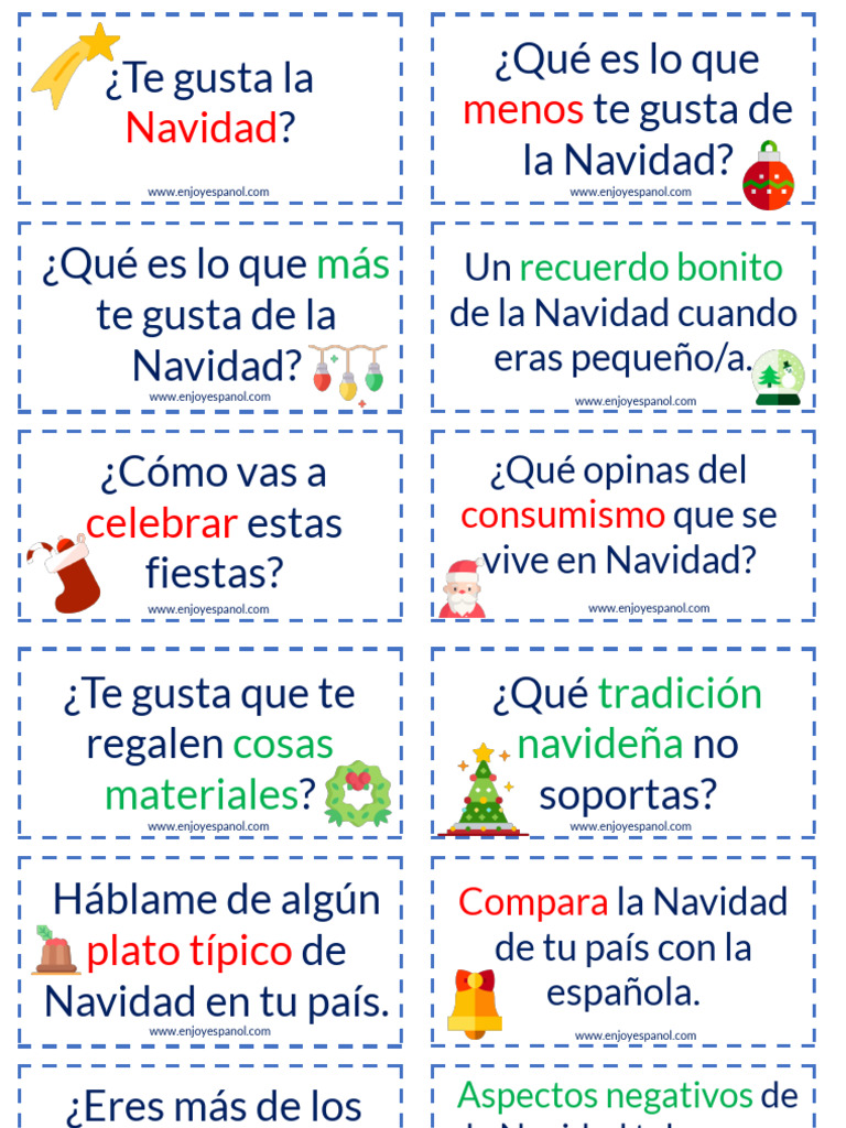 Tarjetas Conversación Navidad 2018 | PDF | Navidad | Observancias de ...