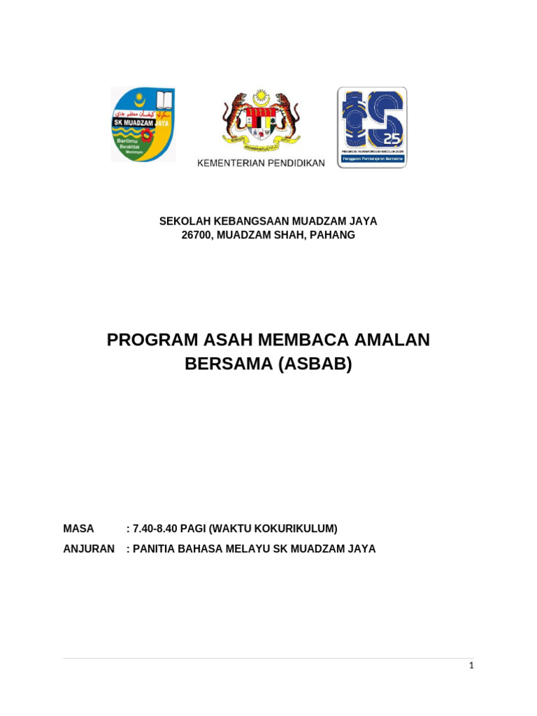 KERTAS KERJA PROGRAM MEMBACA 2024 | PDF