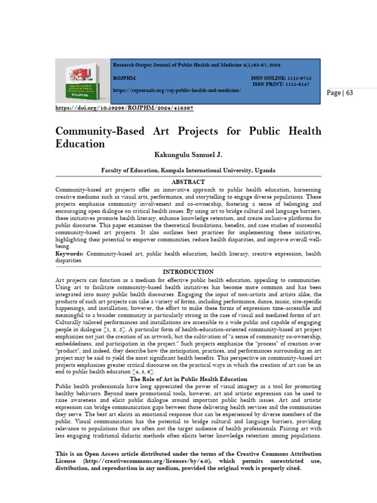 Community-Based Art Projects for Public Health Education (www.kiu.ac.ug ...
