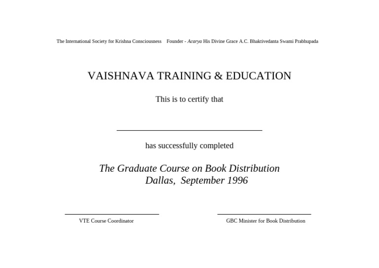 Certification - Graduate Course On Book Distribution | PDF