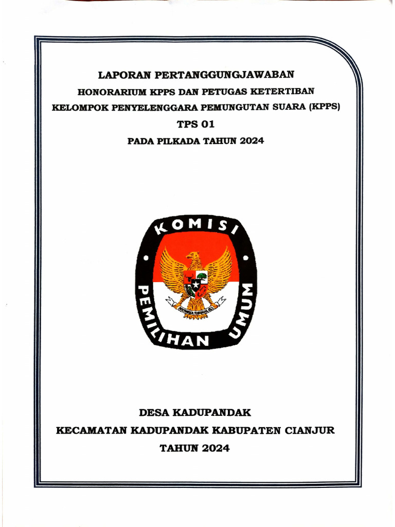 LPJ Honor KPPS TPS 1 Desa Kadupandak | PDF
