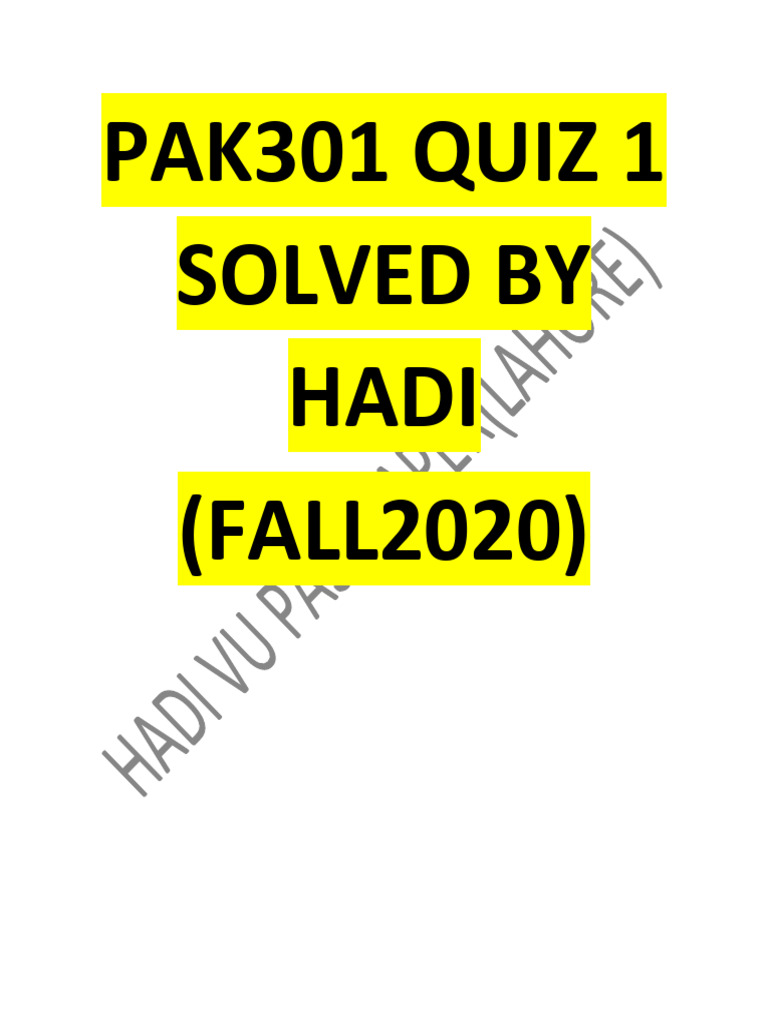 Pak301 Midterm File 1 Solved by Team Hadi | PDF