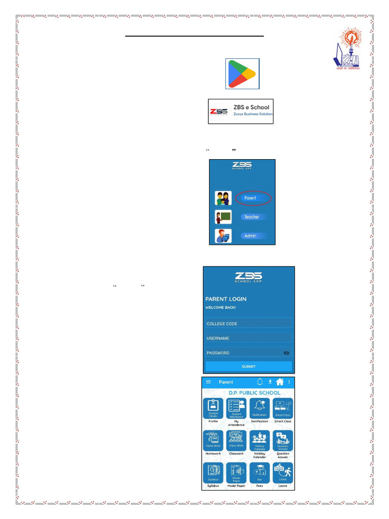 DPPS School App Login Steps (For Students) | PDF