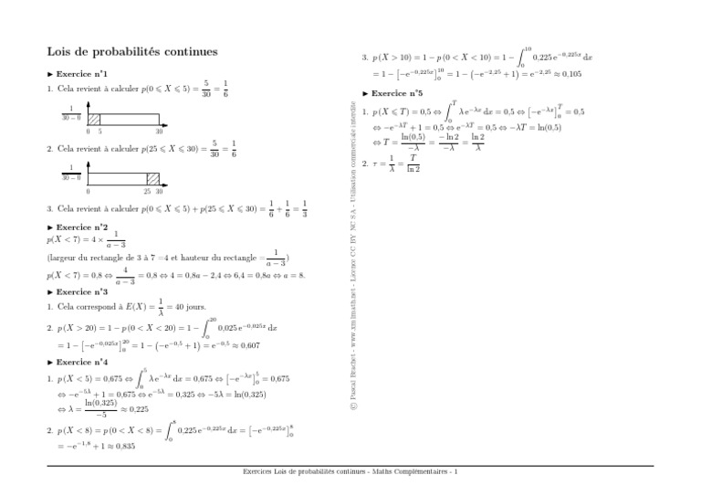 Correction Exo Lois Continues | PDF