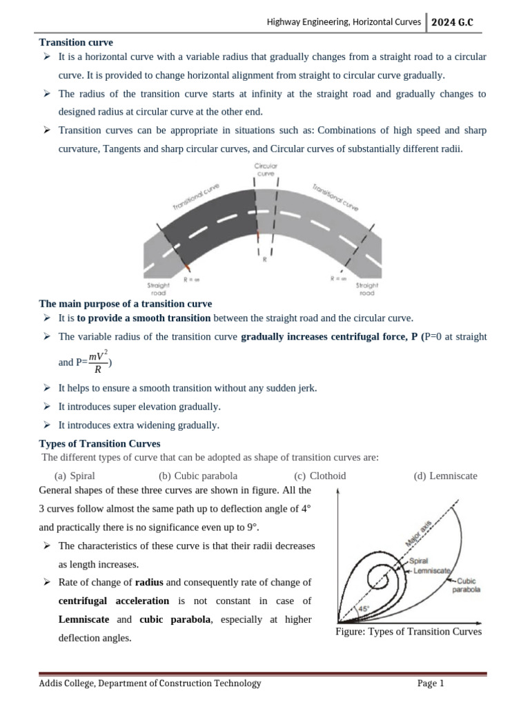 Transition Curve | PDF | Geometry | Analytic Geometry