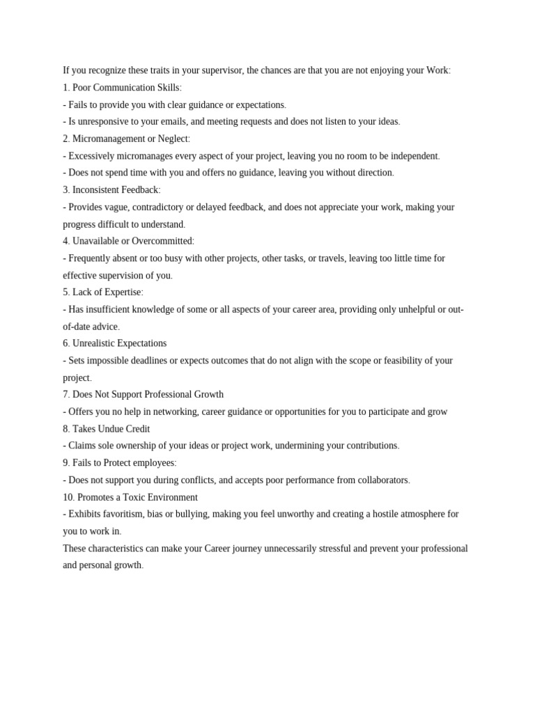 If You Recognize These Traits in Your Supervisor | PDF