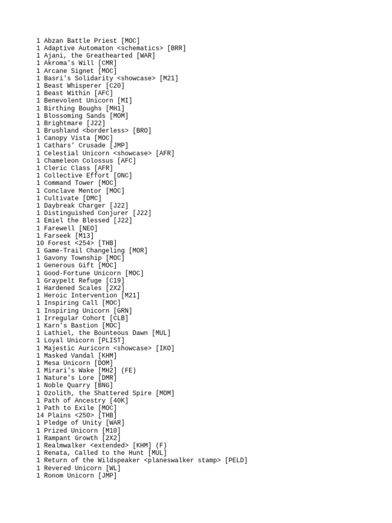 Magic: The Gathering Card List | PDF