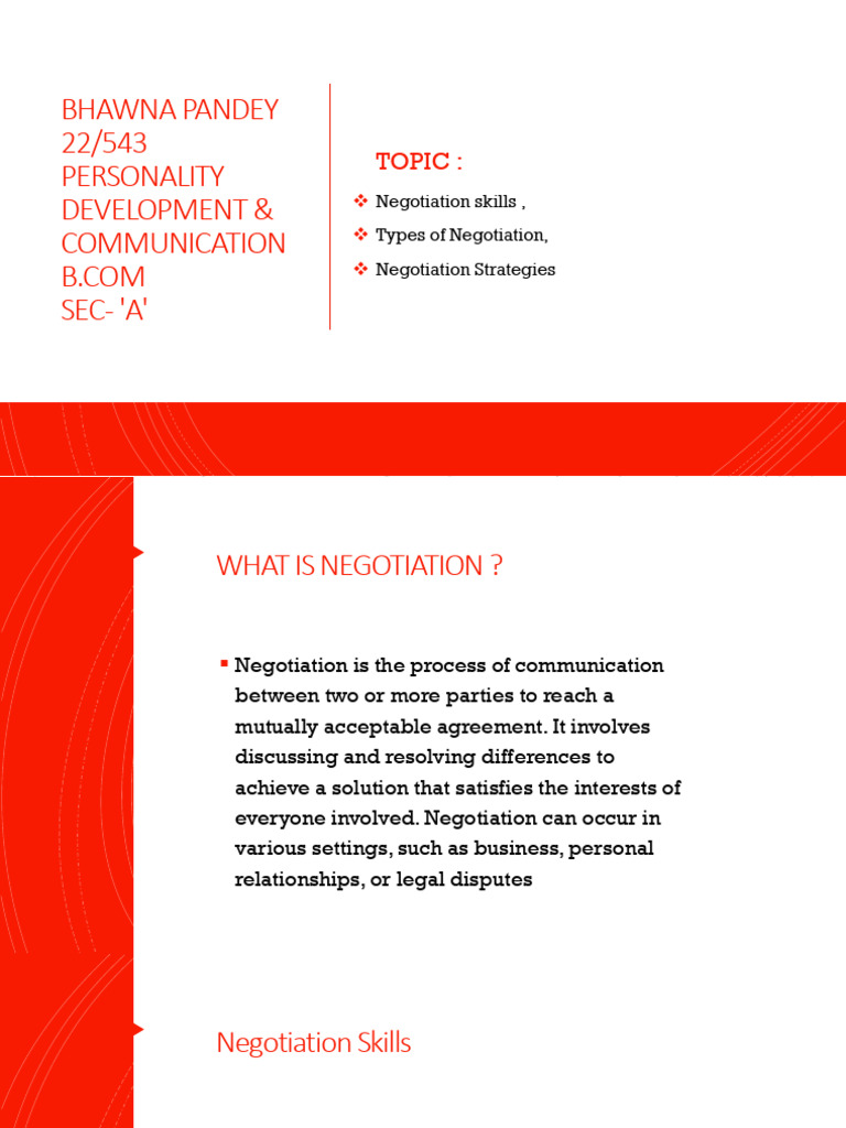 PERSONALITY DEVELOPMENT | PDF | Negotiation | Communication