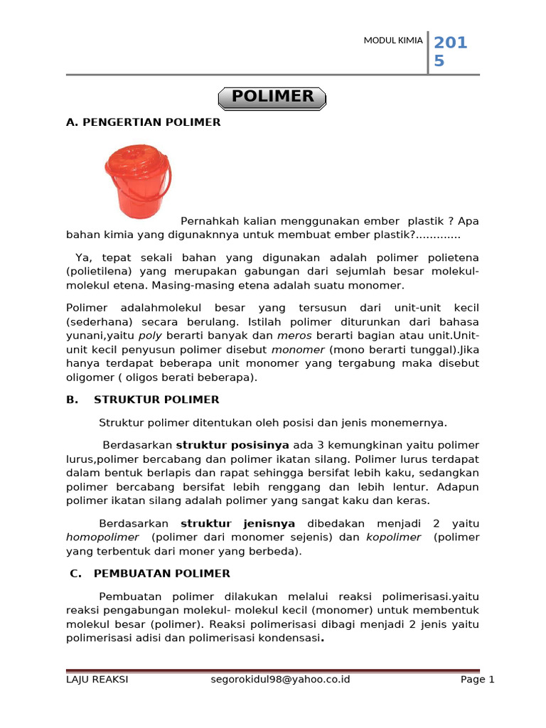 MODUL KIMIA POLIMER | PDF
