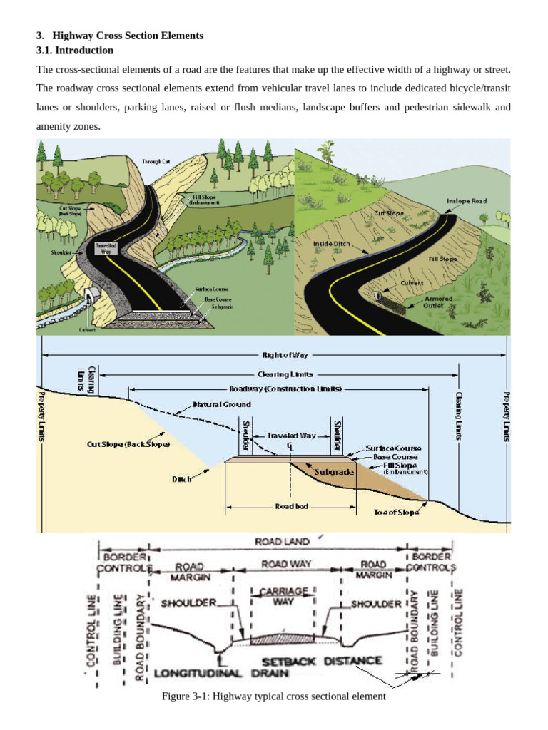 Highway Cross Section Elements Explained | PDF | Road | Traffic