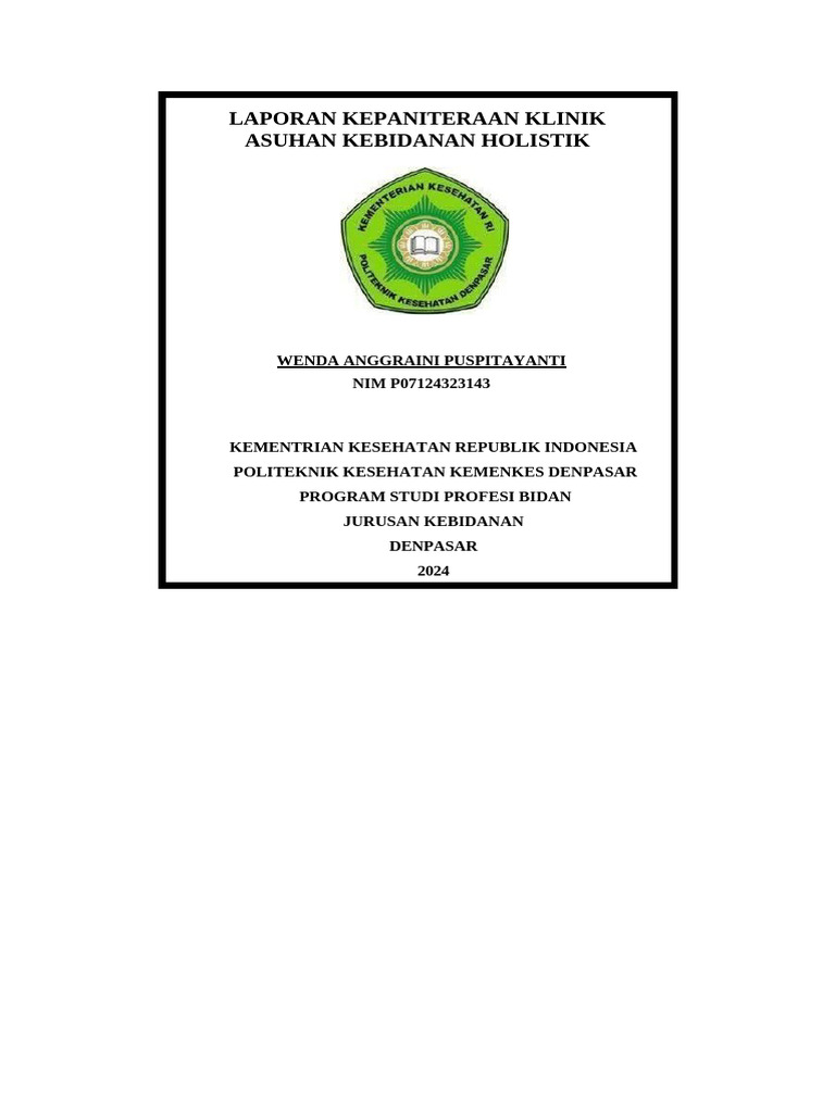 Cover Laporan Kepaniteraan Klinik | PDF