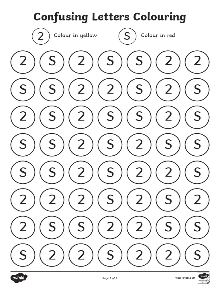 Confusing Letters Colouring Activity Sheet 2 and S | PDF